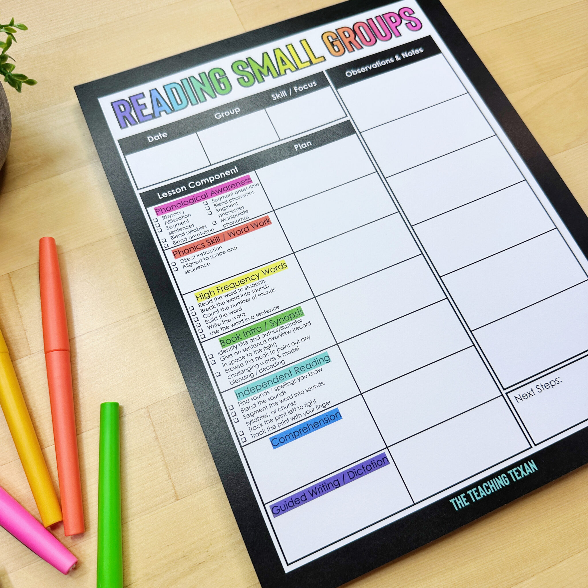 Small Group Reading Notepad - The Teaching Texan